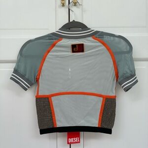 Diesel | Tops | Diesel Gray Nylon And Mesh Zip Up Crop Top | Poshmark
